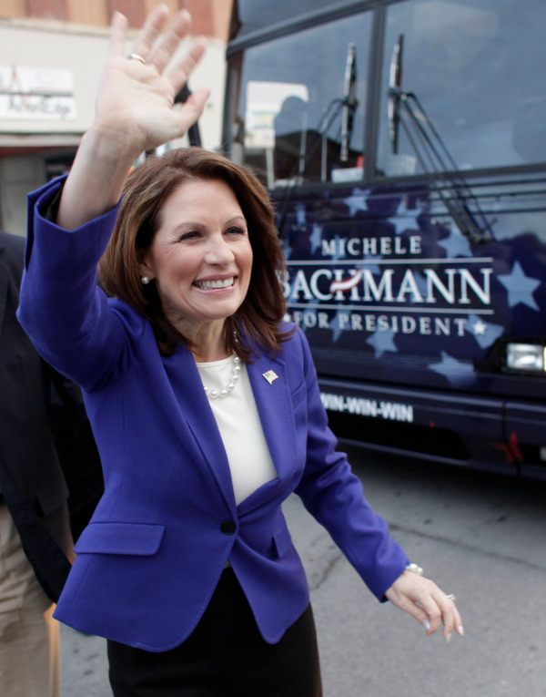 Republican presidential candidate Michele Bachman campaigns outside ...